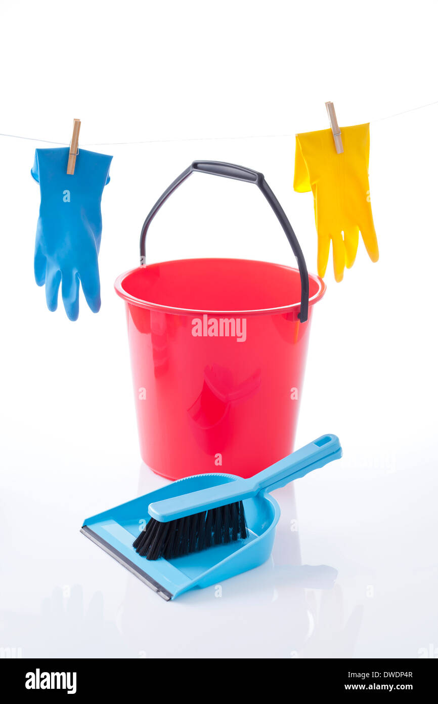 cleaning items for housekeeping Stock Photo - Alamy