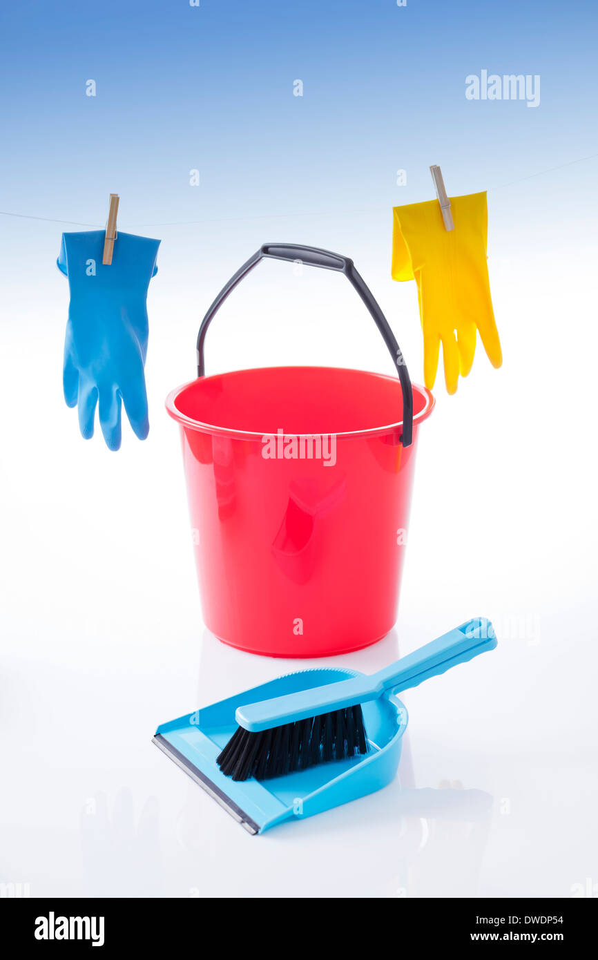 cleaning items for housekeeping Stock Photo - Alamy
