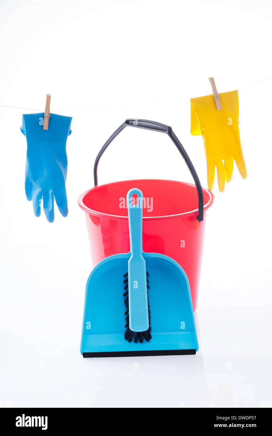 cleaning items for housekeeping Stock Photo - Alamy