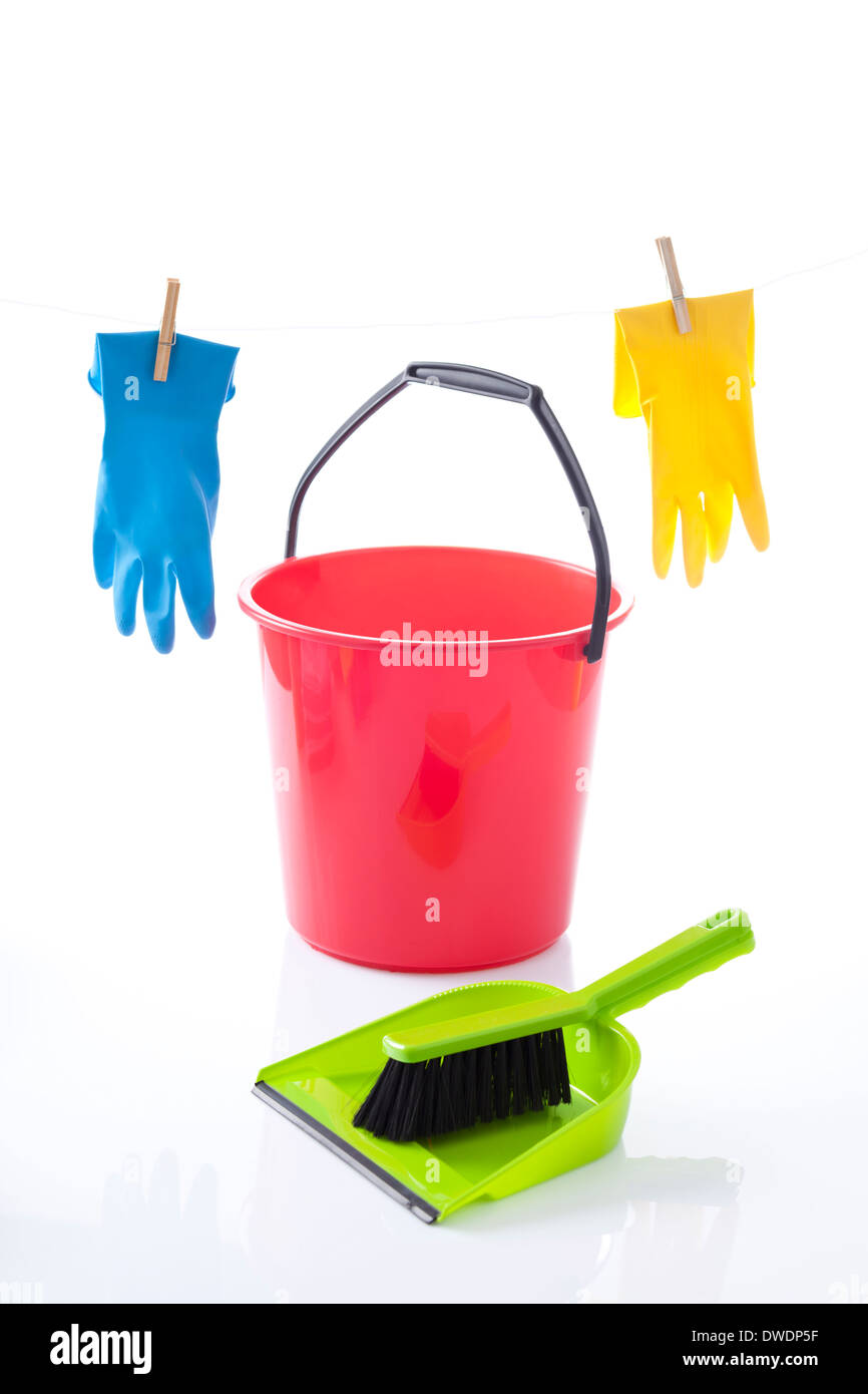 cleaning items for housekeeping Stock Photo - Alamy