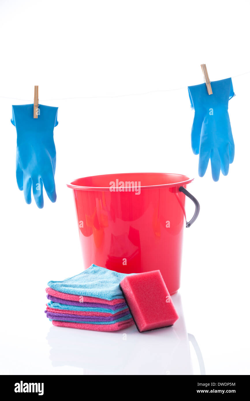 cleaning items for housekeeping Stock Photo - Alamy