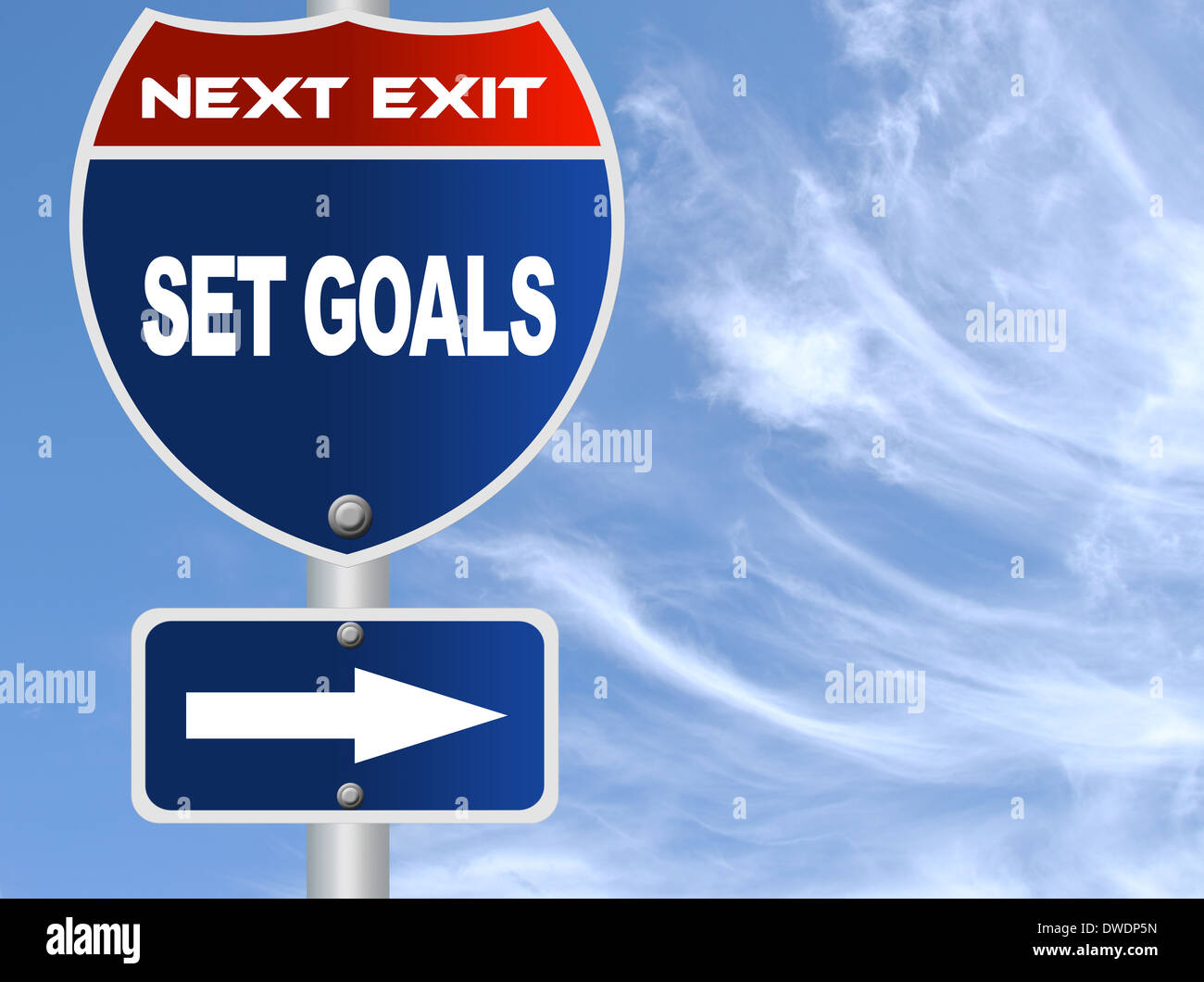 Set goals road sign Stock Photo - Alamy