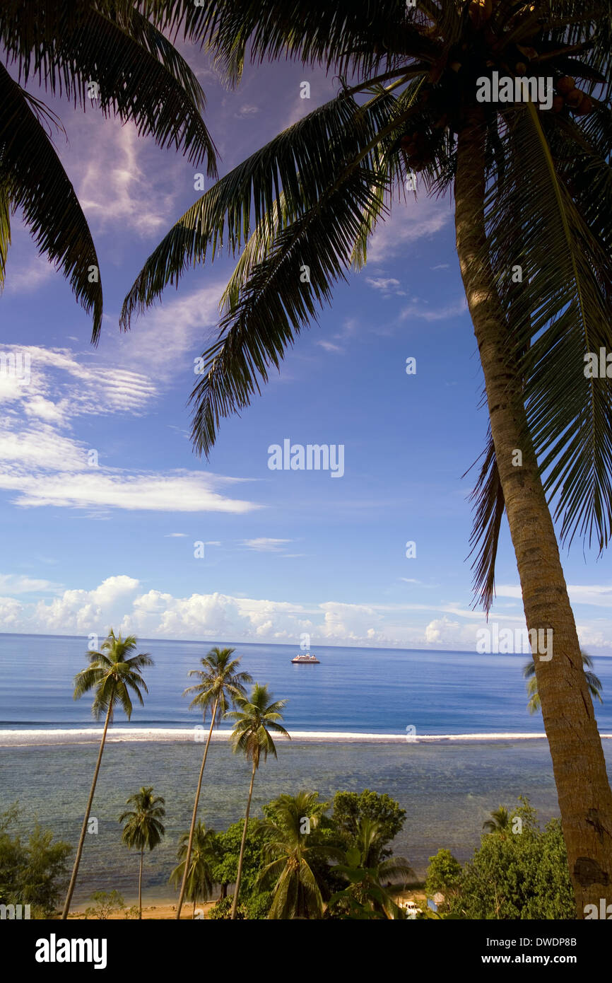 The Australian expedition cruiser Orion lies at anchor off Ghizo Island ...