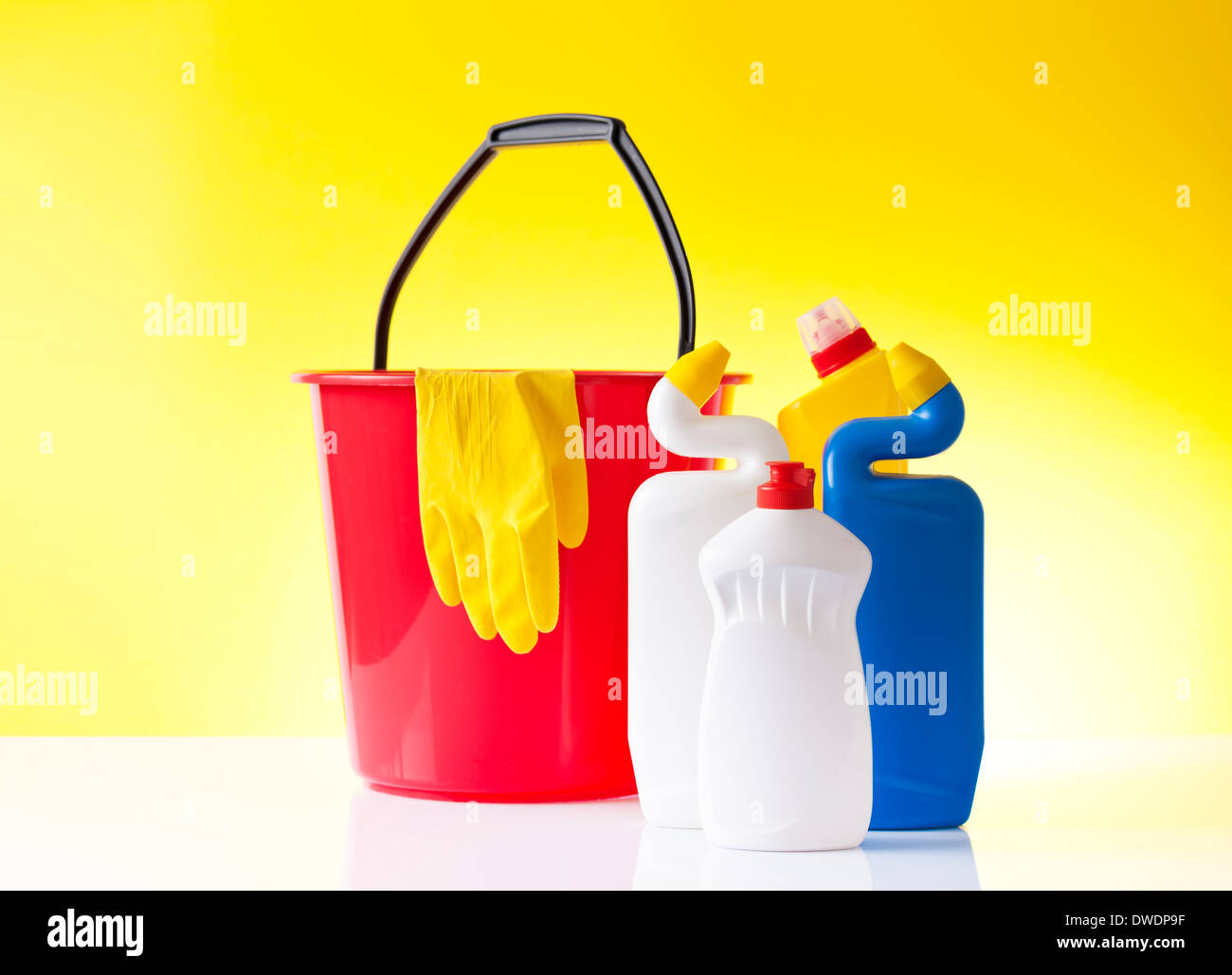 cleaning detergents and cleaning equipment Stock Photo - Alamy