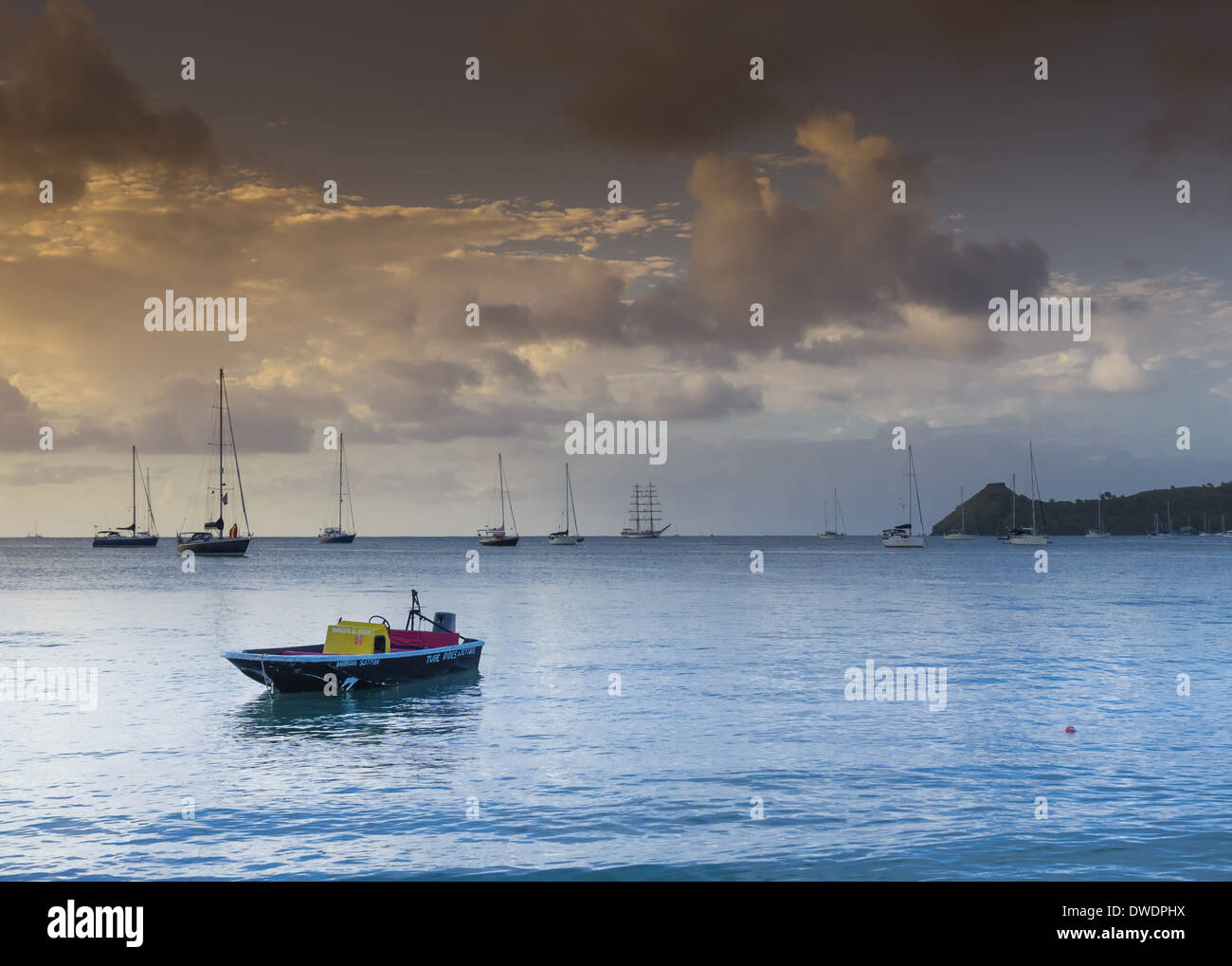Caribbean, Antilles, Lesser Antilles, Saint Lucia, sailing yachts and a ...