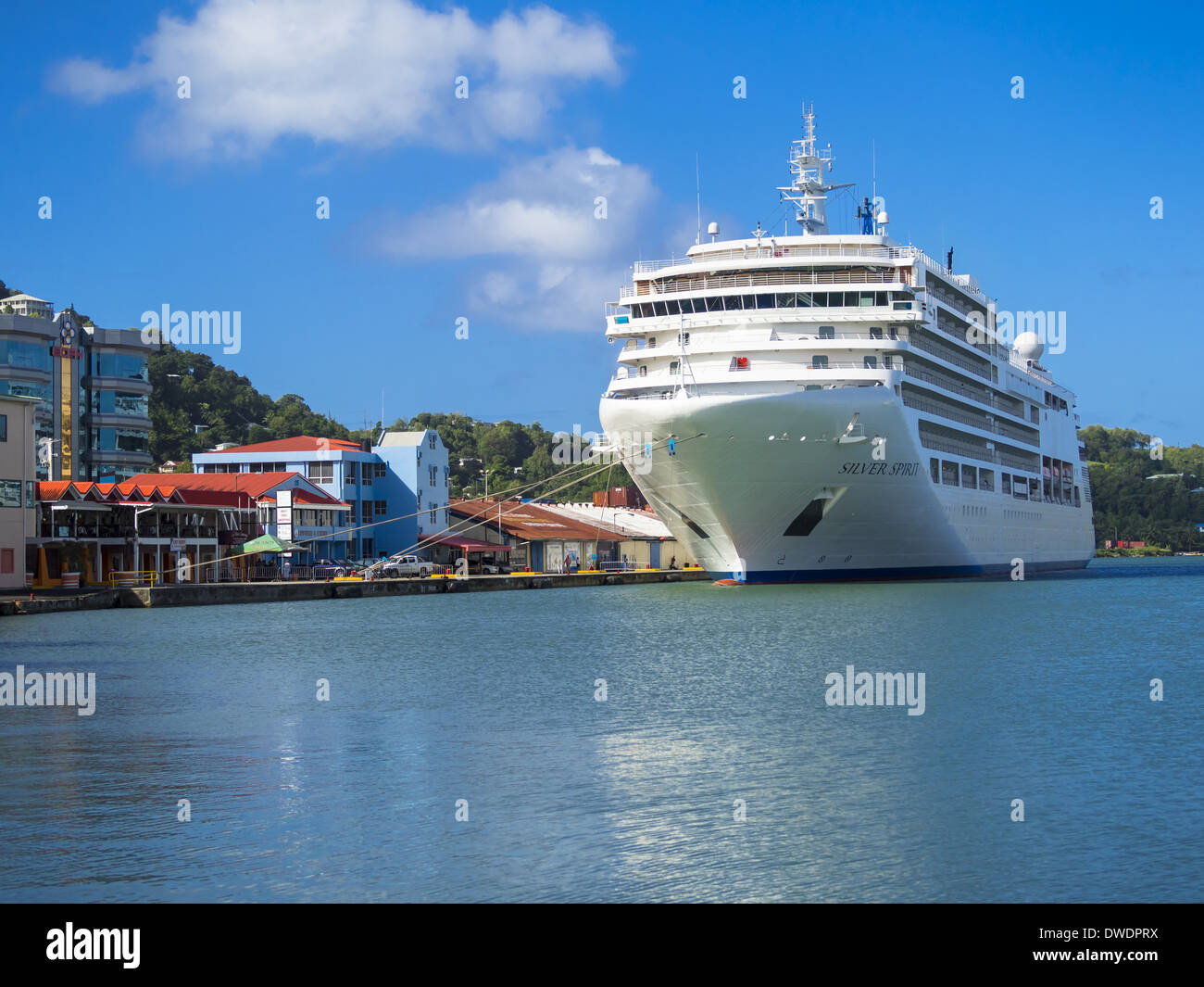 Caribbean, Lesser Antilles, Saint Lucia, Castries, cruise ship Silver ...