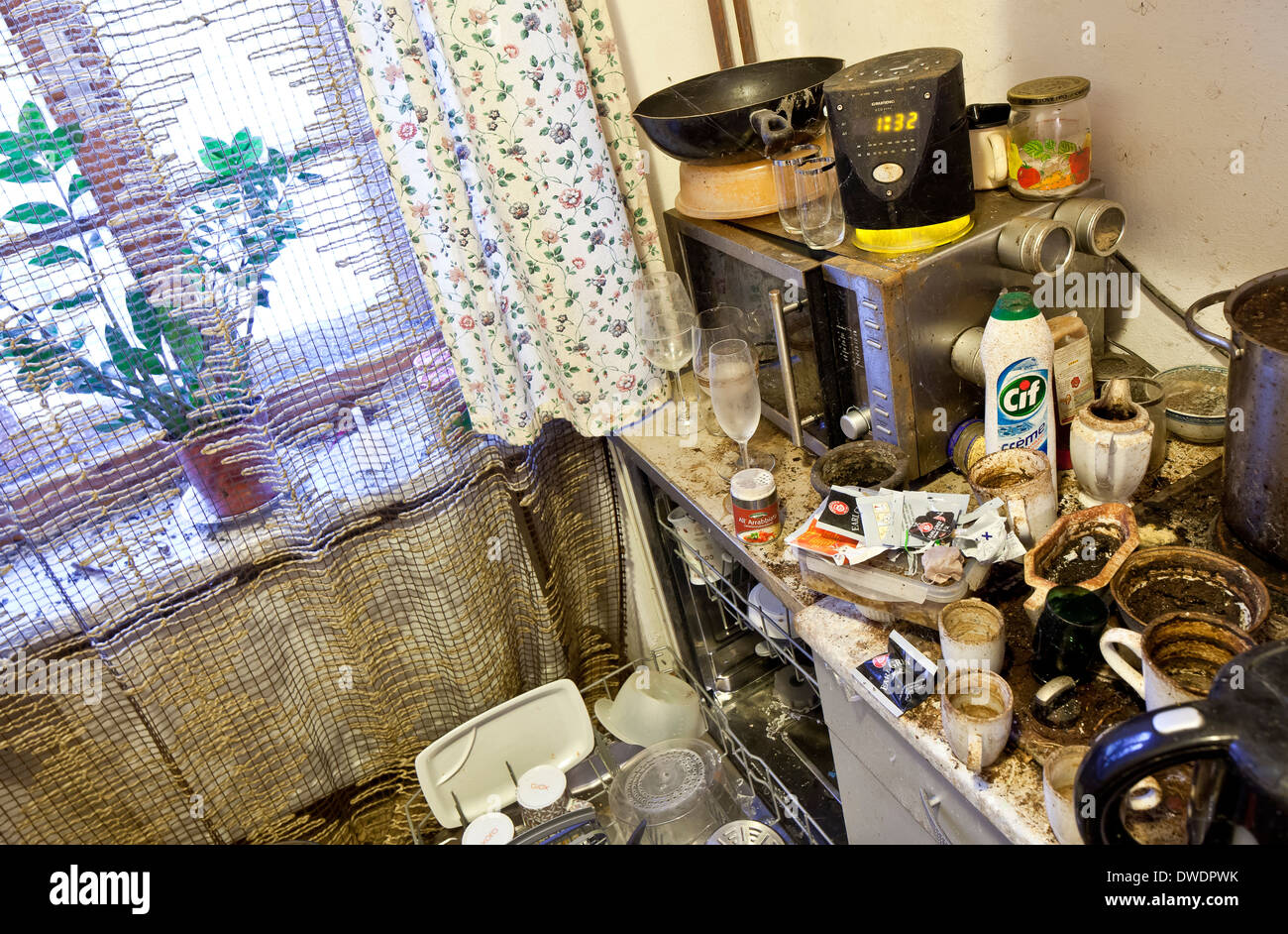 Austria, part of a kitchen of a person with hoarding disorder Stock ...