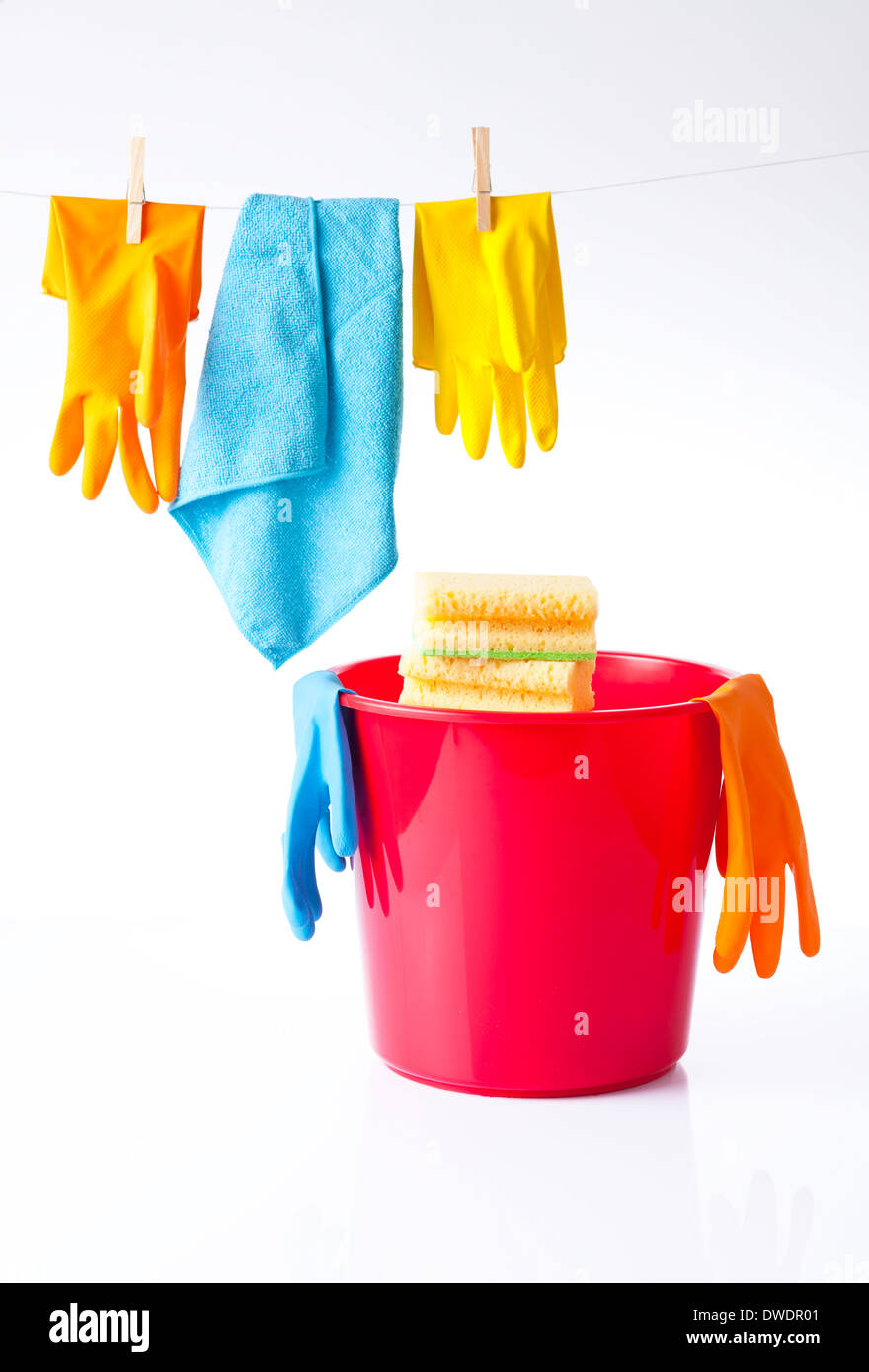cleaning items for housekeeping Stock Photo - Alamy