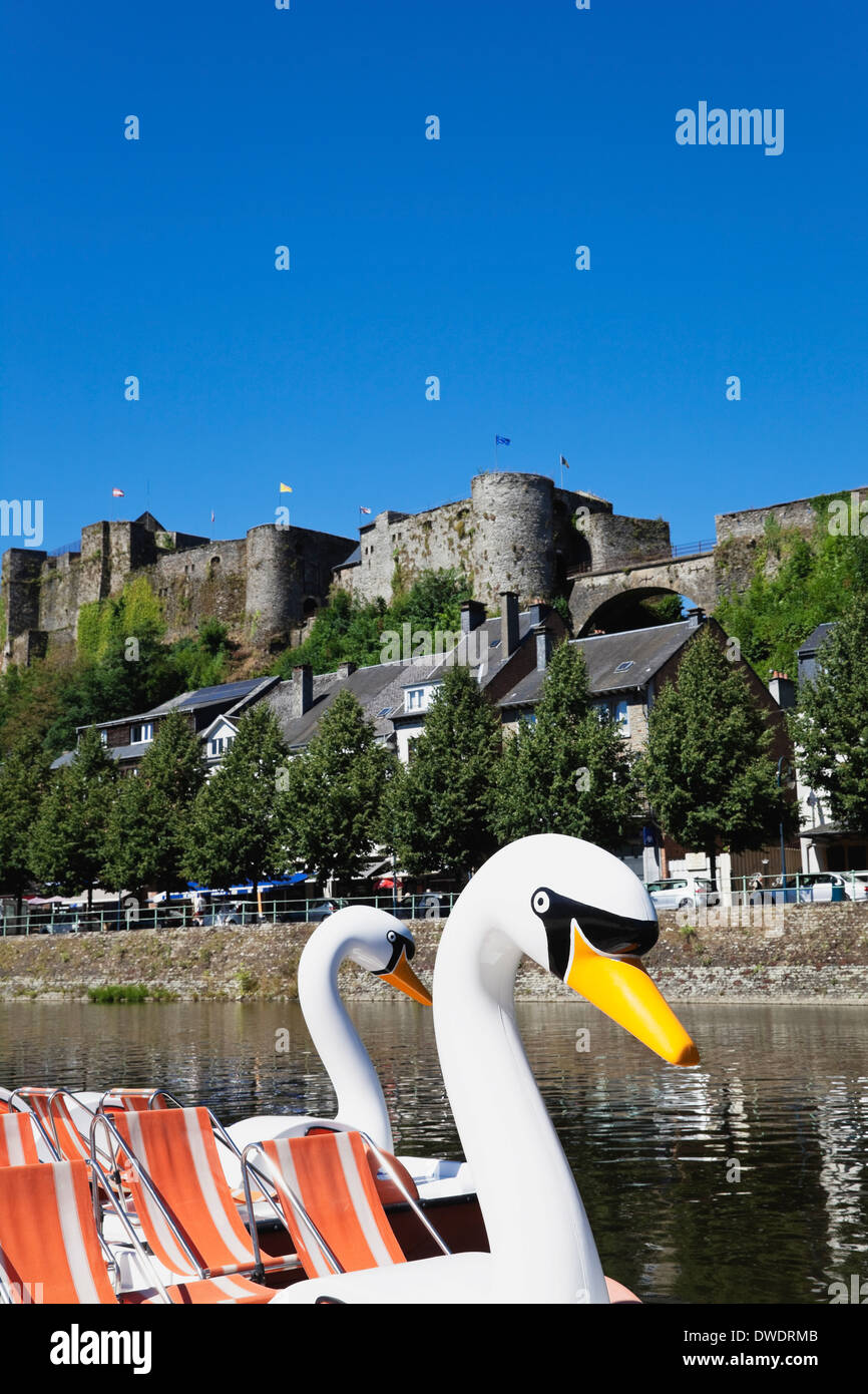 Belgium, Ardennes, Bouillon, Bouillon Castle above Semois River with ...