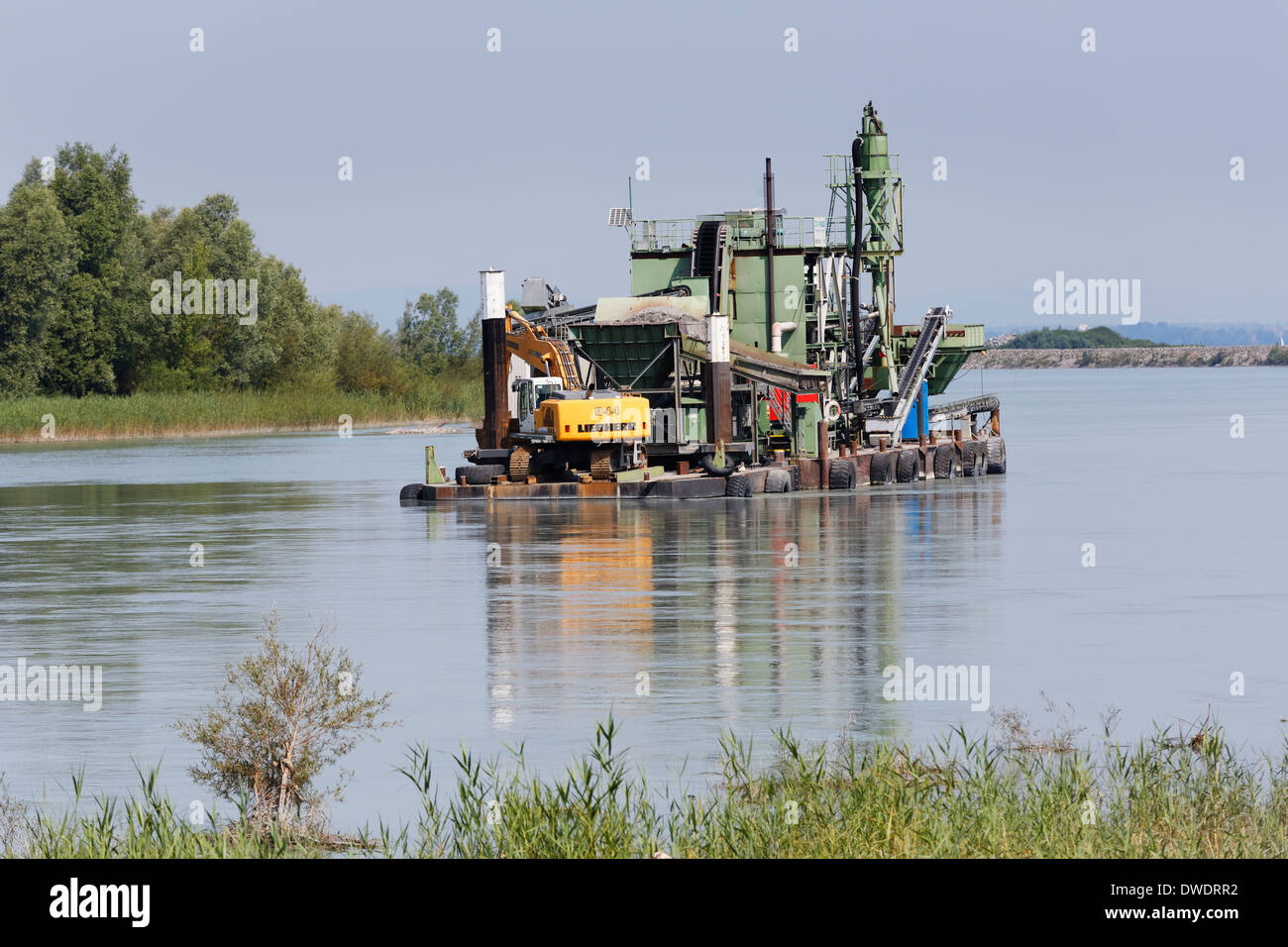 Austria, Vorarlberg, Hard, Nature Reserve Rhine Delta, float with ...