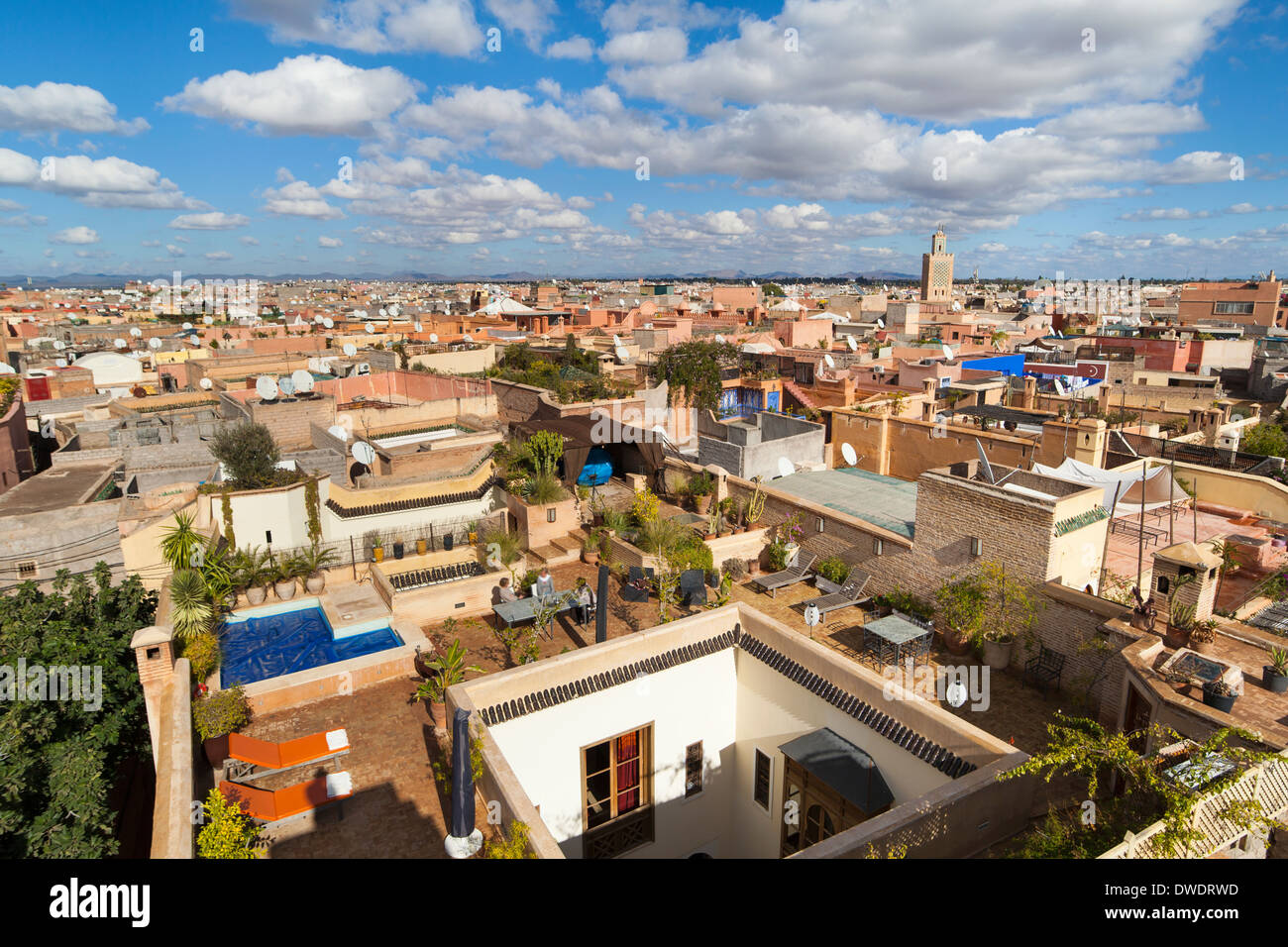 Morocco, Marrakech, view at rooftops and roof gardens Stock Photo - Alamy