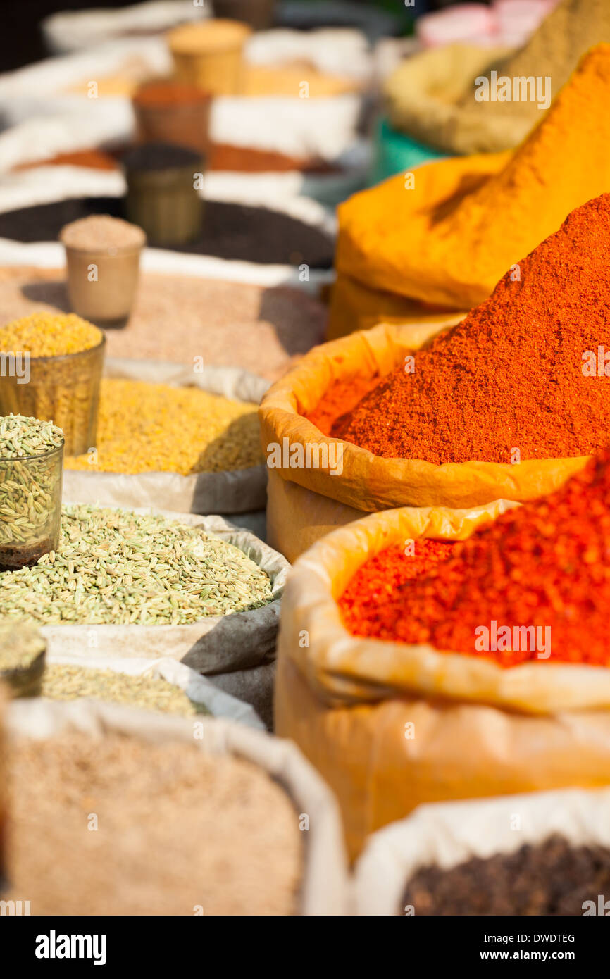 Traditional spices market in India Stock Photo - Alamy