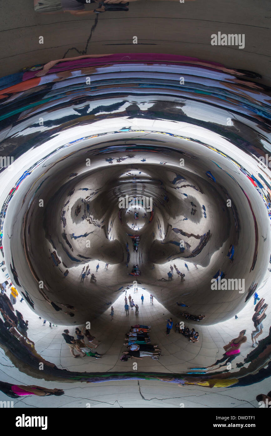 Cloud gate with reflection of buildings in chicago hi-res stock ...