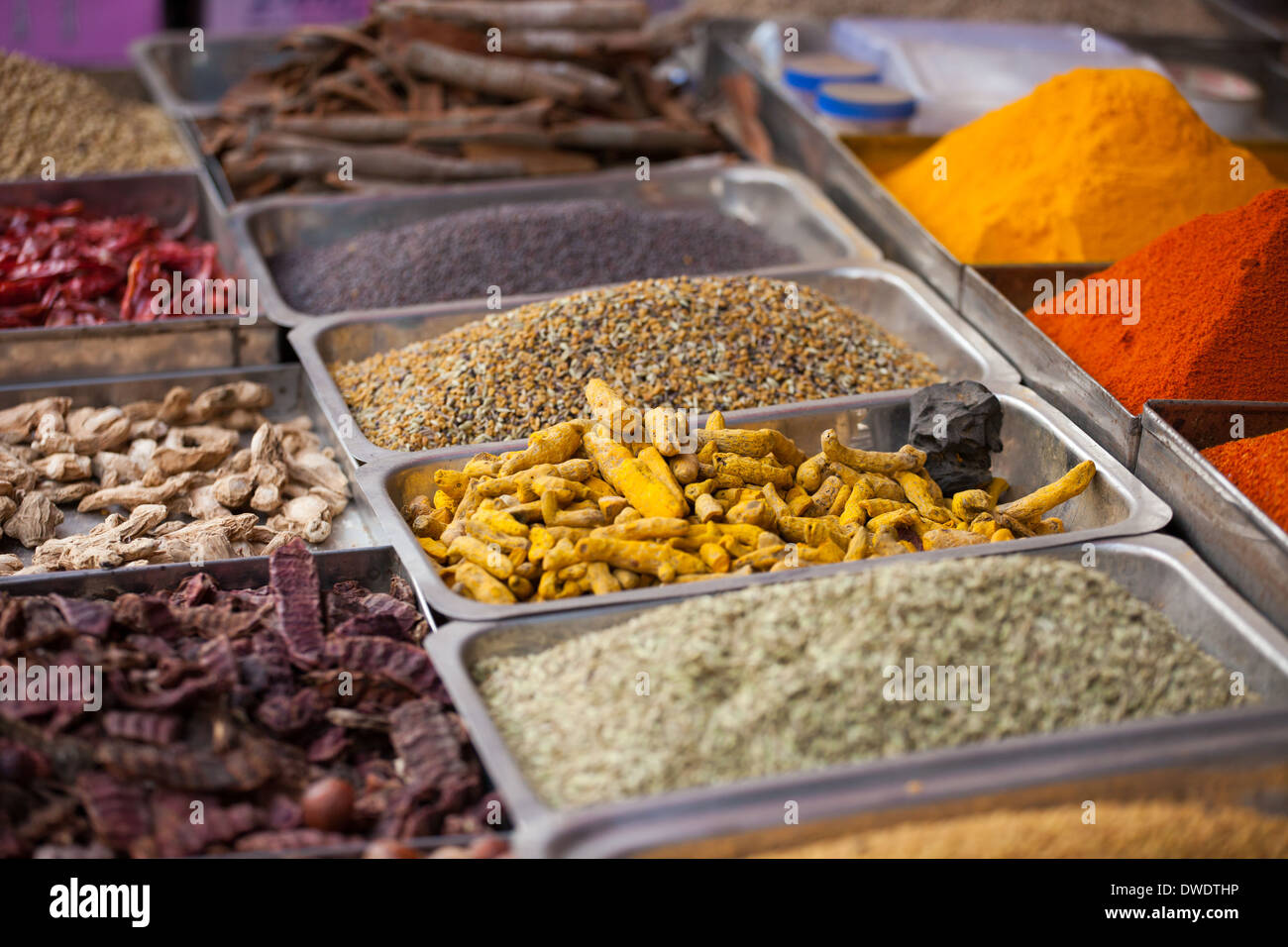 Indian colored spices at local market in Goa, India Stock Photo - Alamy