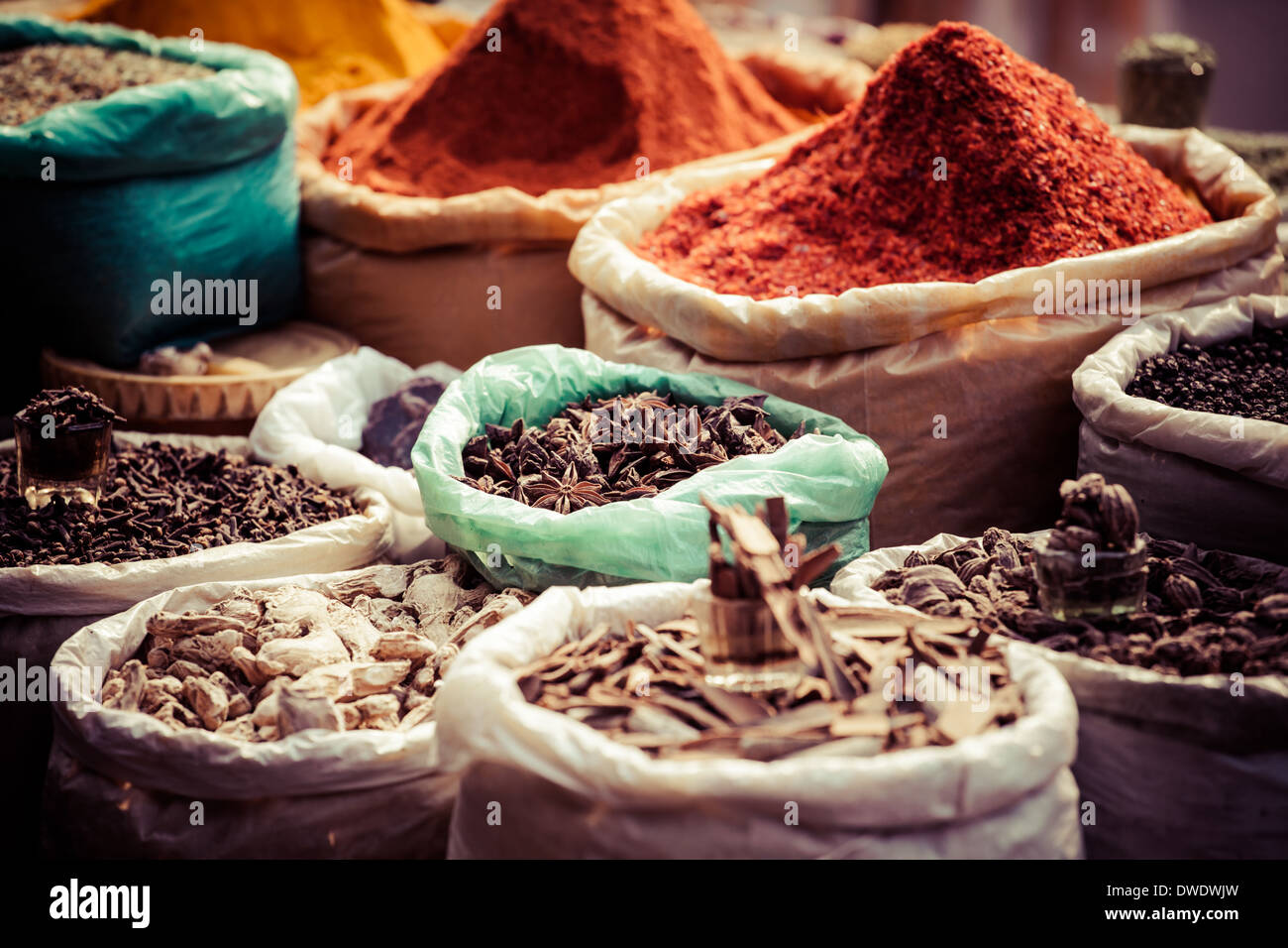 Traditional spices market in India Stock Photo - Alamy