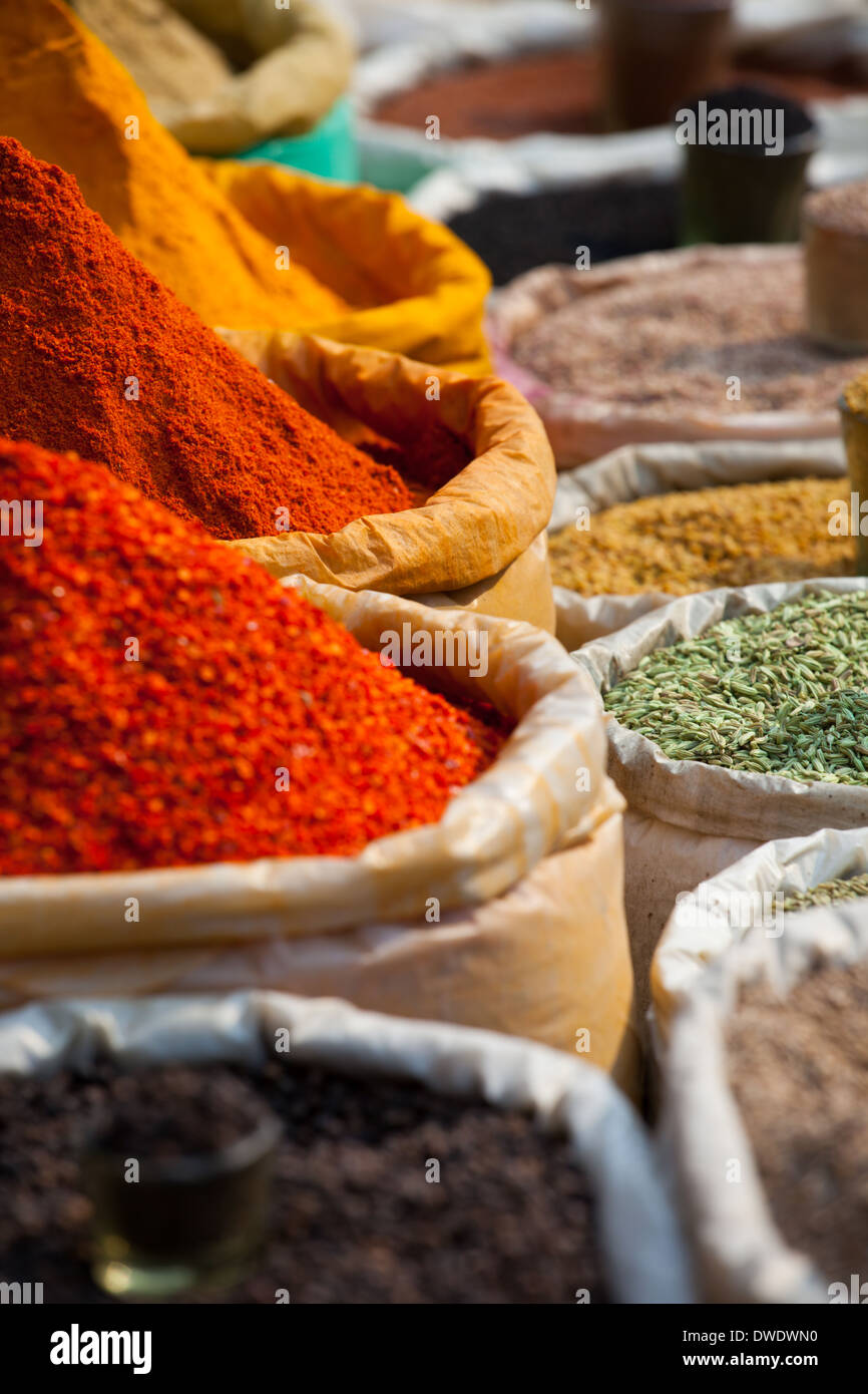 Traditional spices market in India Stock Photo - Alamy