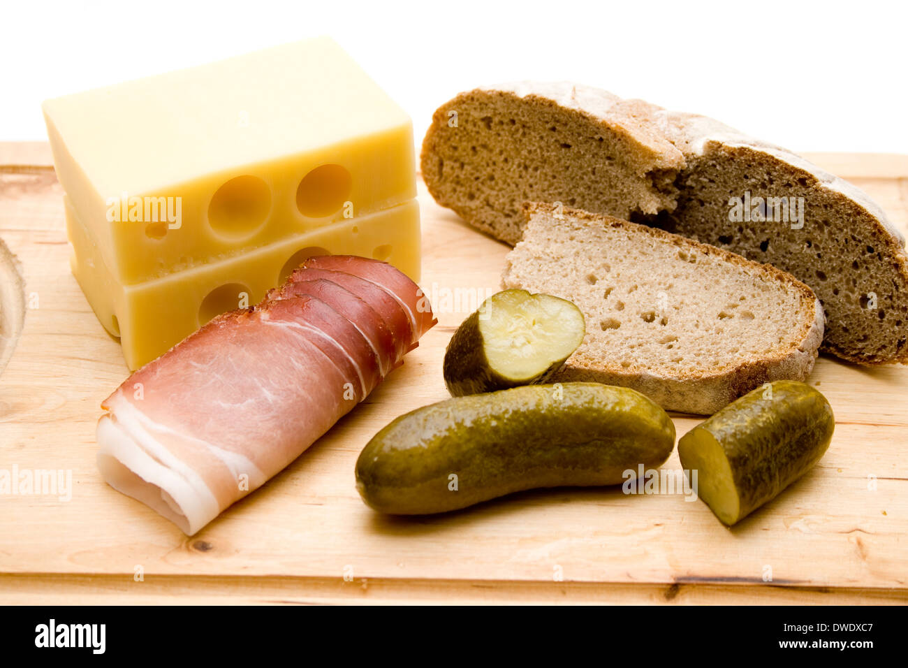 Farm ham with cucumbers Stock Photo - Alamy