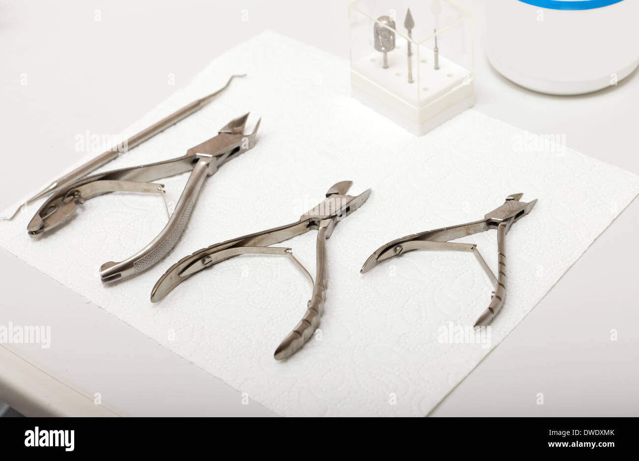Toenails Tools of a Chiropodist in a Treatment Room Stock Photo - Alamy