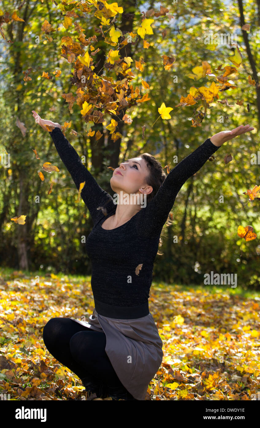 Fall woman park hi-res stock photography and images - Alamy