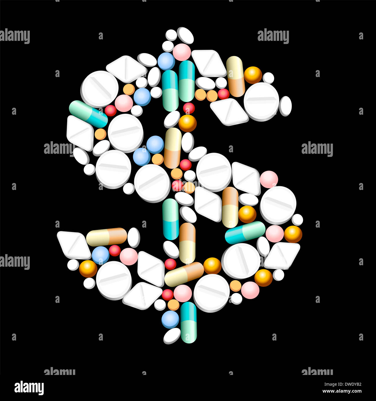 Tablets, pills and capsules, that shape dollar sign Stock Photo - Alamy