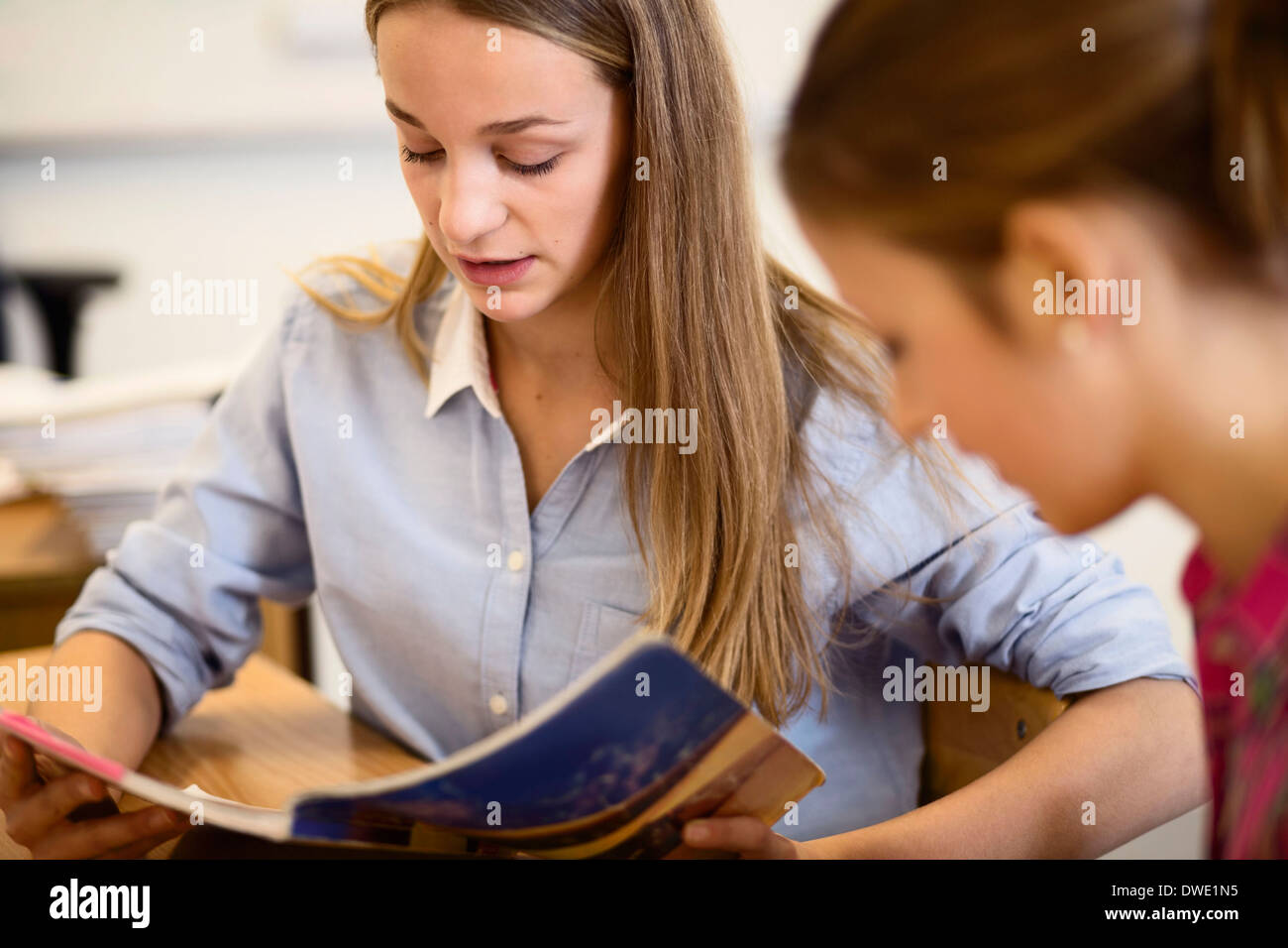 Girls studying in classroom Stock Photo - Alamy