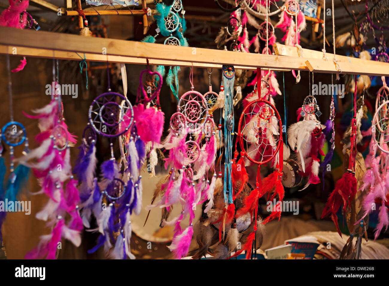 Close up of dream catcher catchers for sale on market stall York North ...