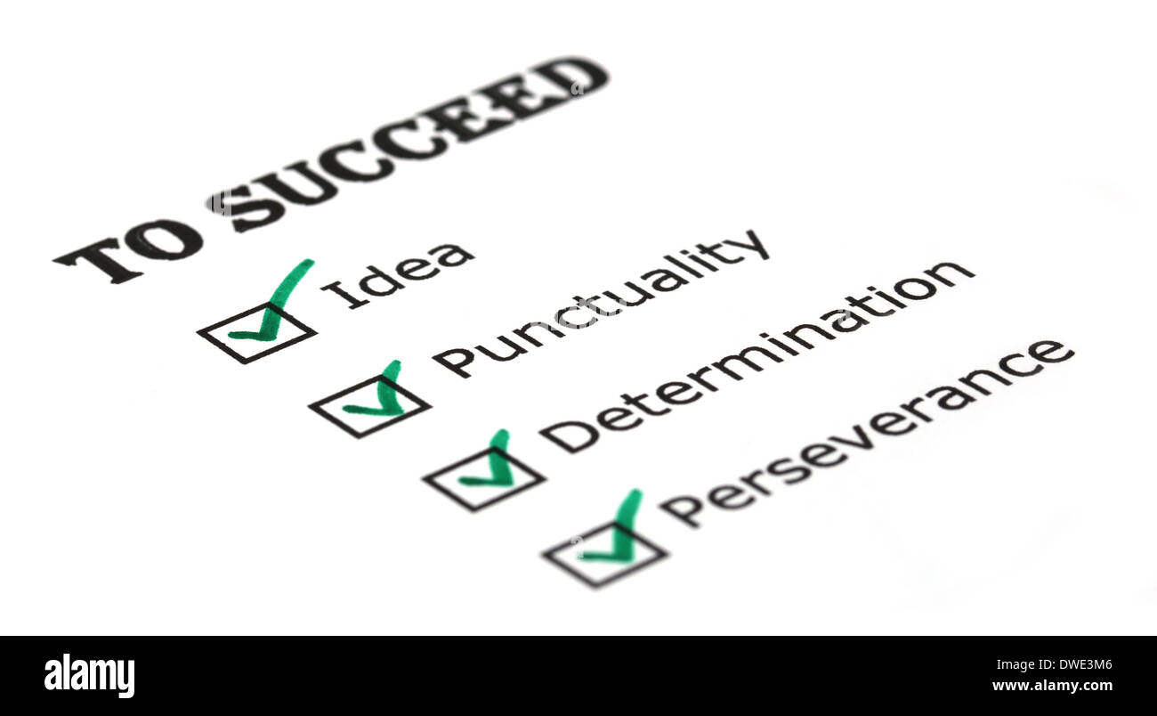 Way to success checklist on white paper Stock Photo - Alamy