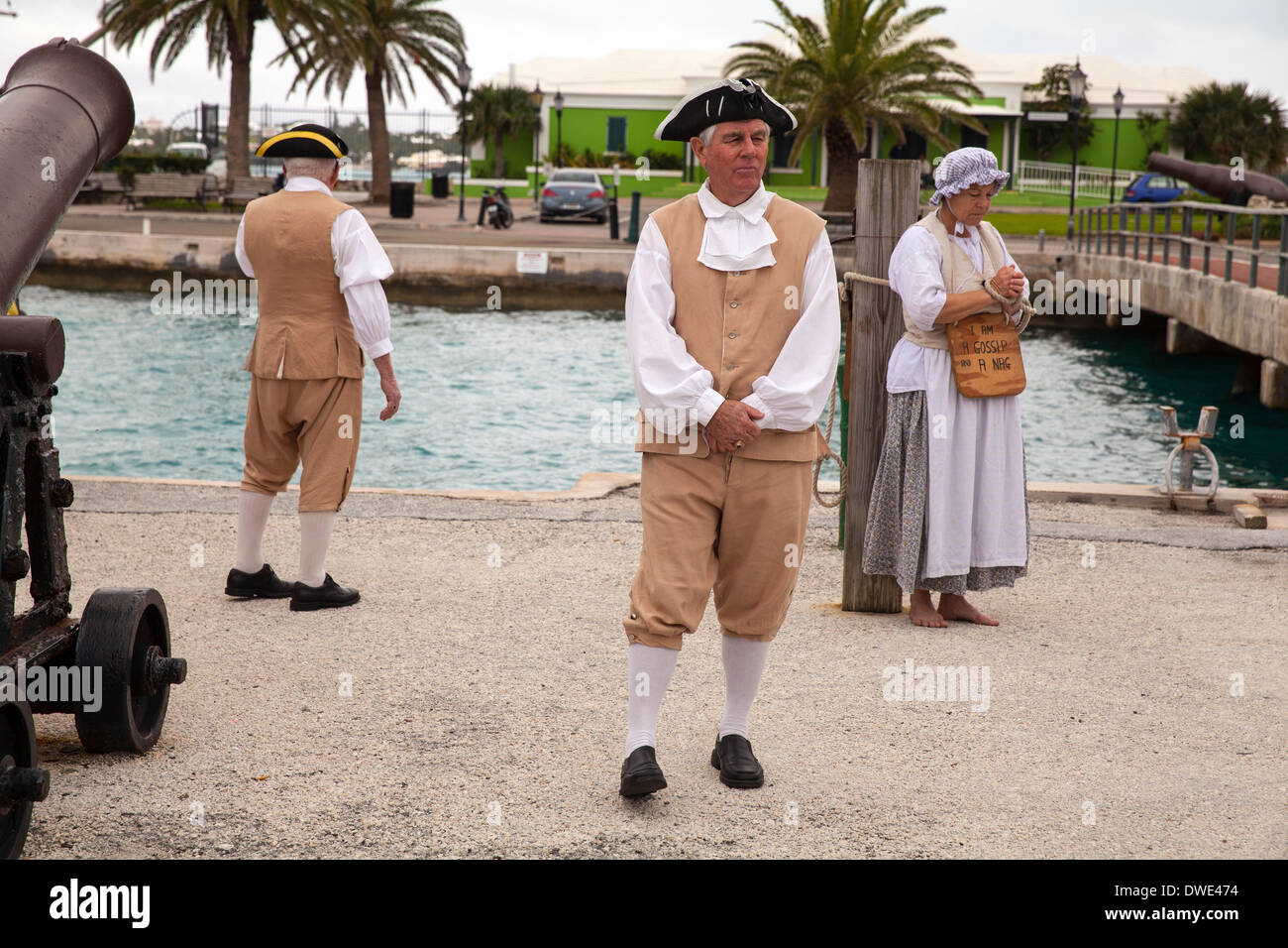 Actors in a historical reenactment of the ducking stool punishment in ...