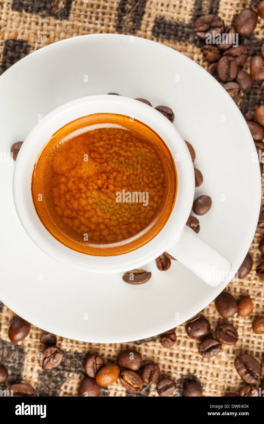 Espresso coffee, top view Stock Photo - Alamy