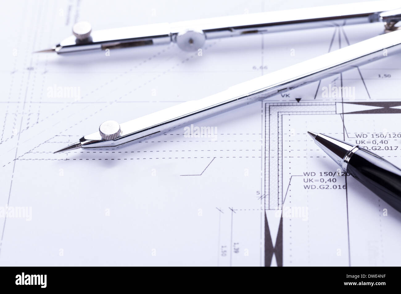 architect blueprints equipment objects workplace paper office Stock ...