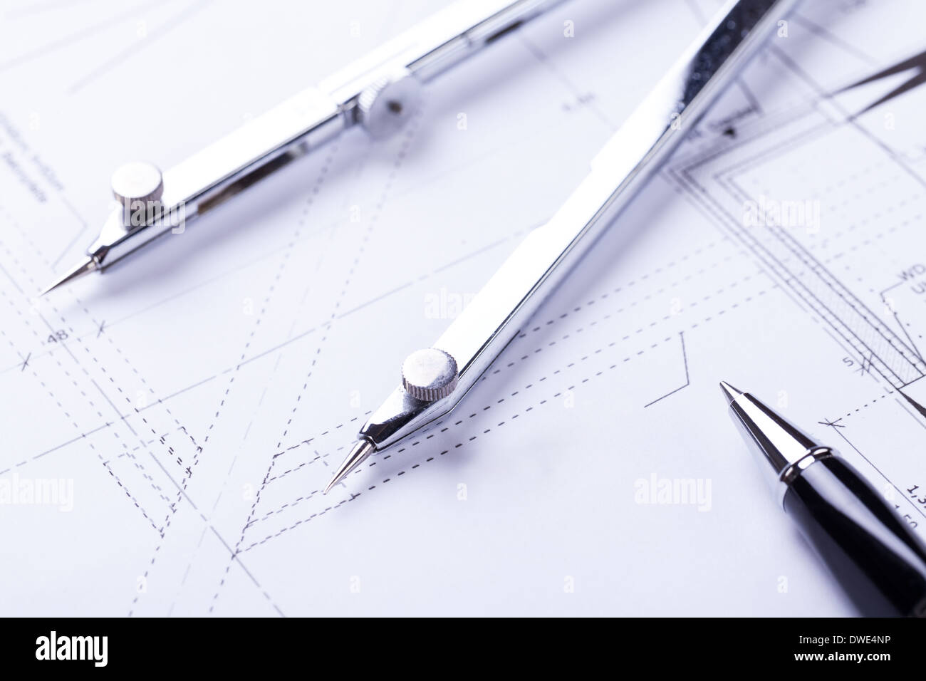 architect blueprints equipment objects workplace paper office Stock ...