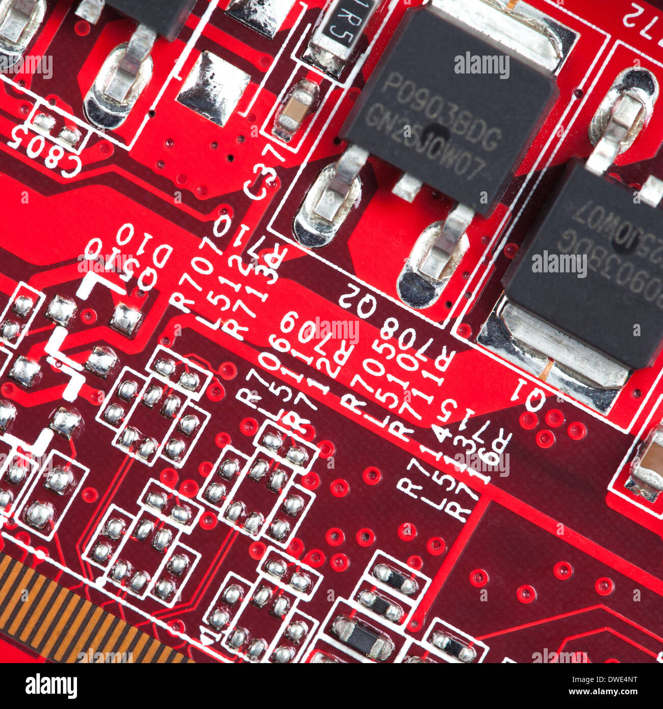 Red electronic circuit board Stock Photo - Alamy