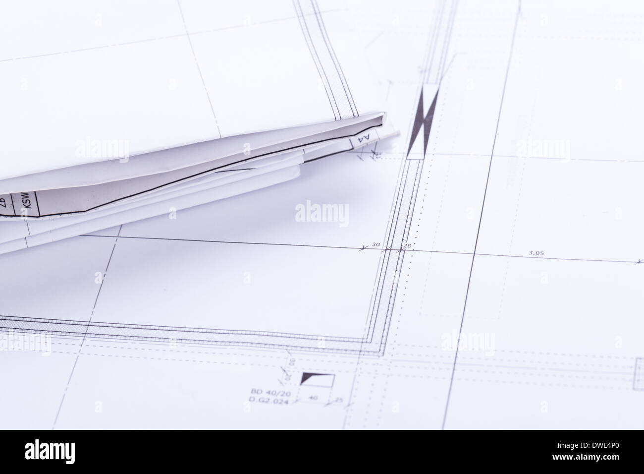 architect blueprints equipment objects workplace paper office Stock ...