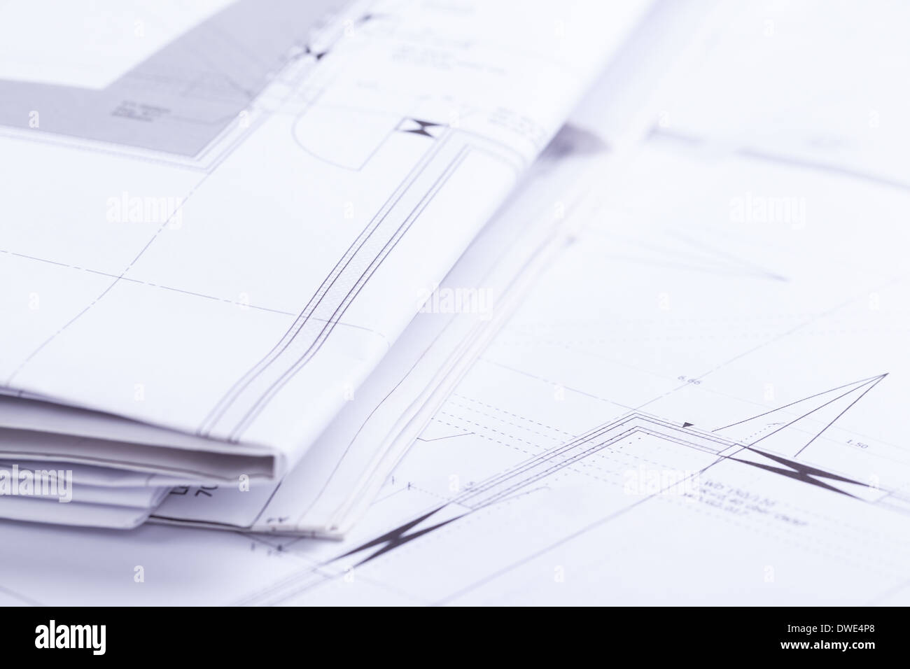 architect blueprints equipment objects workplace paper office Stock ...