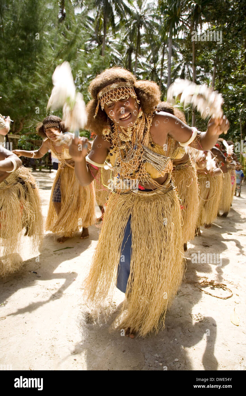 Traditionally costumed dancers perform on Nggela Island, Solomon ...