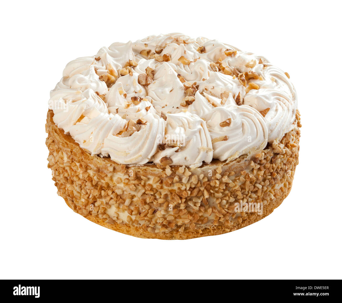 Delicious nuts cake isolated on white Stock Photo - Alamy