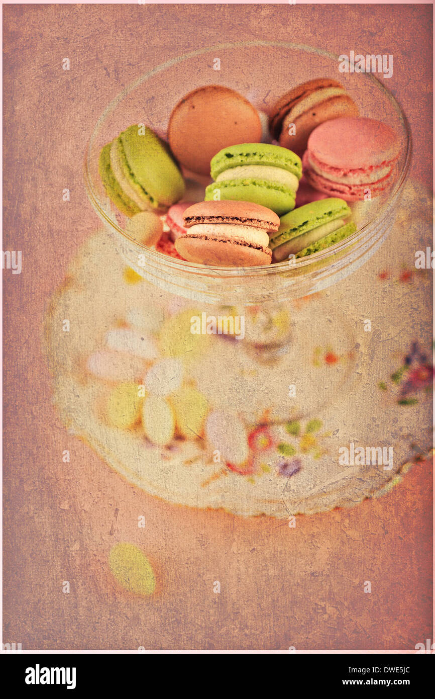 the easter installation with macarons. An image with filter and texture effects Stock Photo - Alamy