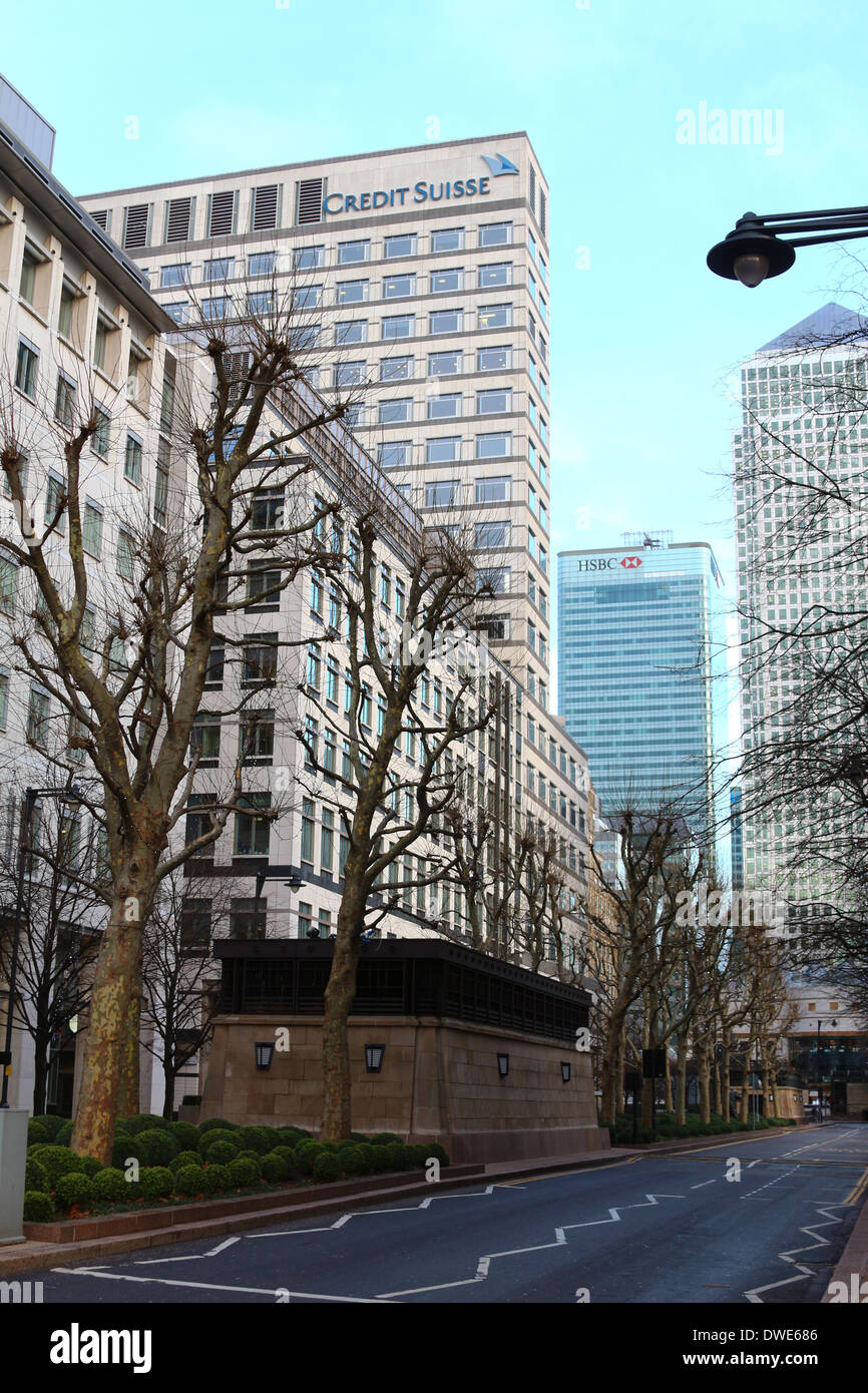 Credit Suisse building viewed from Westferry Circus skyline Stock Photo ...