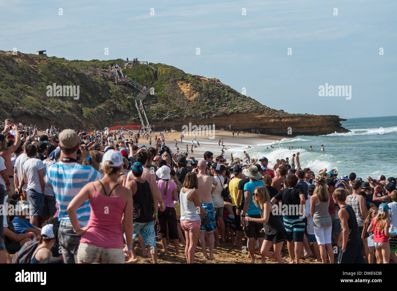 surf carnival Bells Beach Easter spectators watching Kelly Slater the ...
