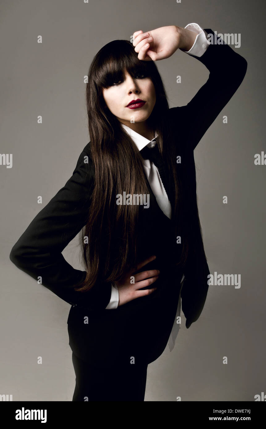 Female model shot in the studio in a very high fashion setting ...