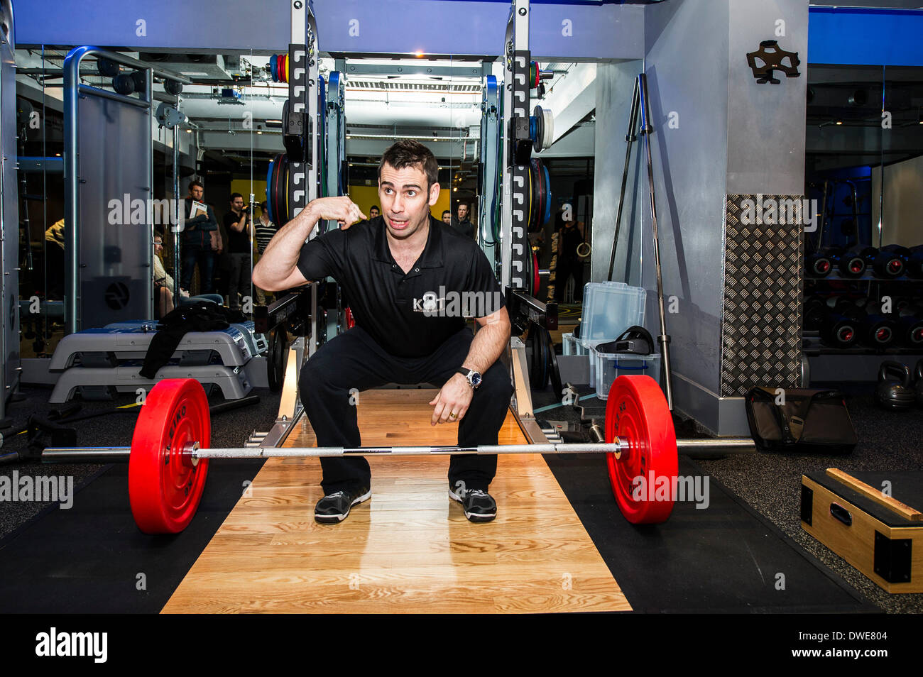 London, UK. Thursday 6th March. 2014: Sam Dovey, weightlifting and ...