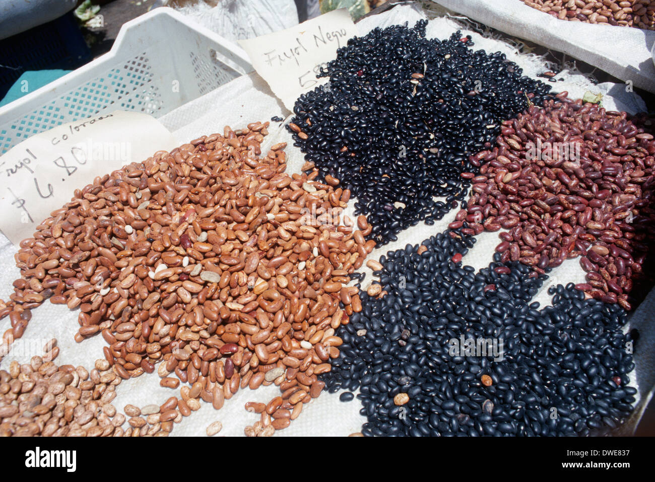 Havana, Cuba.Various types of beans, a staple of the Cuban diet, on ...