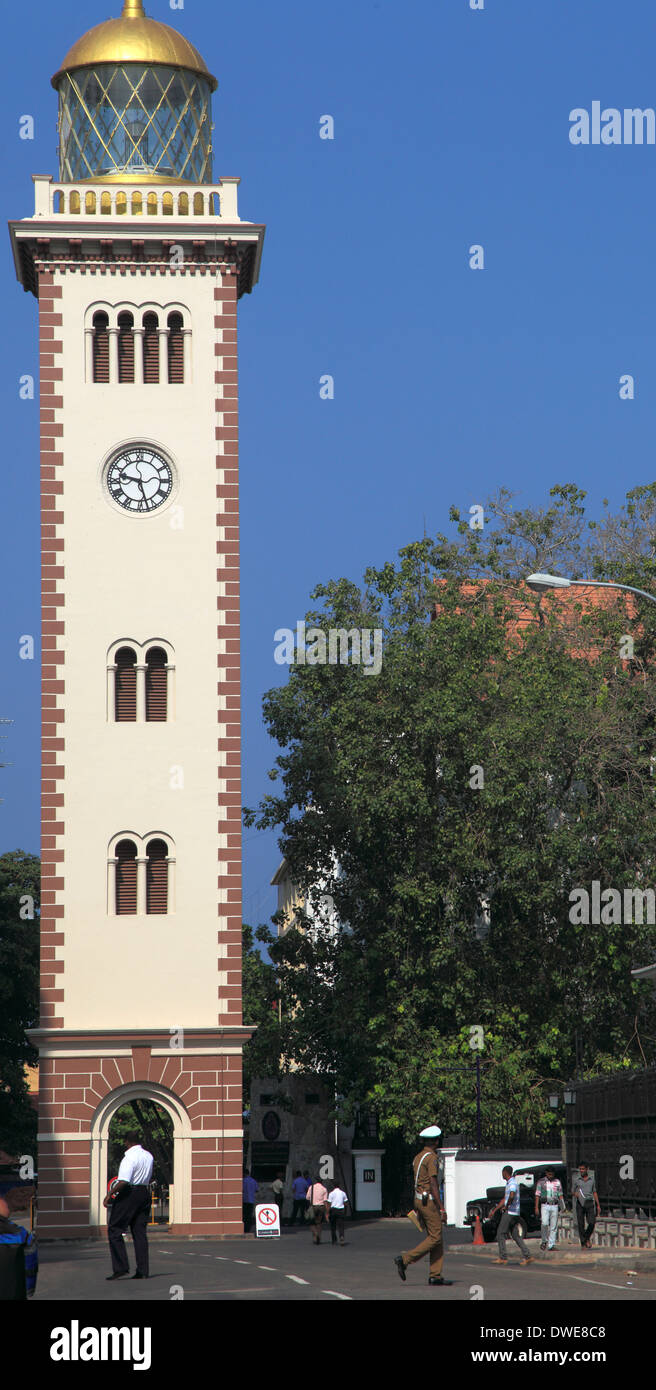 Sri Lanka; Colombo, Fort, lighthouse, clock tower Stock Photo - Alamy