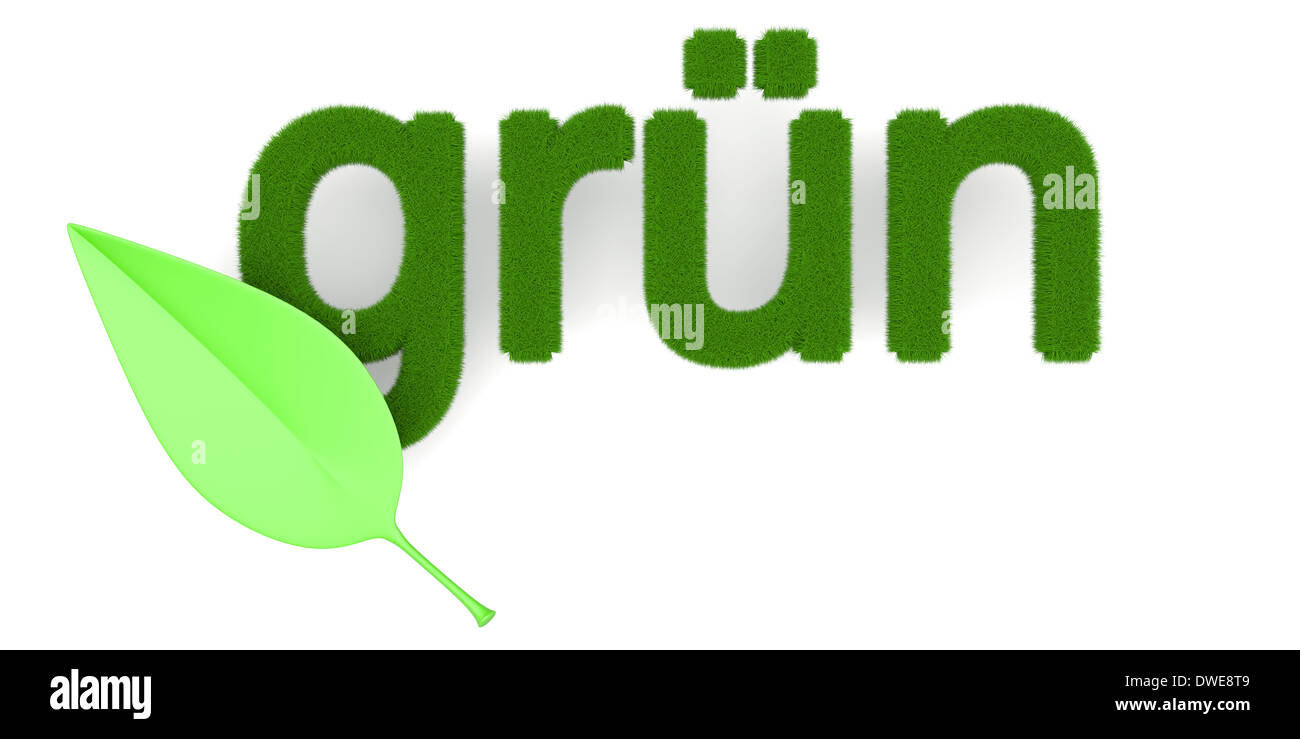 The word "gruen" ("Green" in german). Symbol for ecology. 3d ...