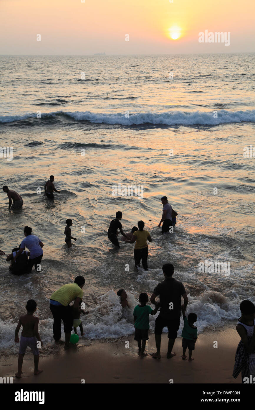 Sri Lanka; Colombo, Galle Face Green, beach, sunset, people Stock Photo ...