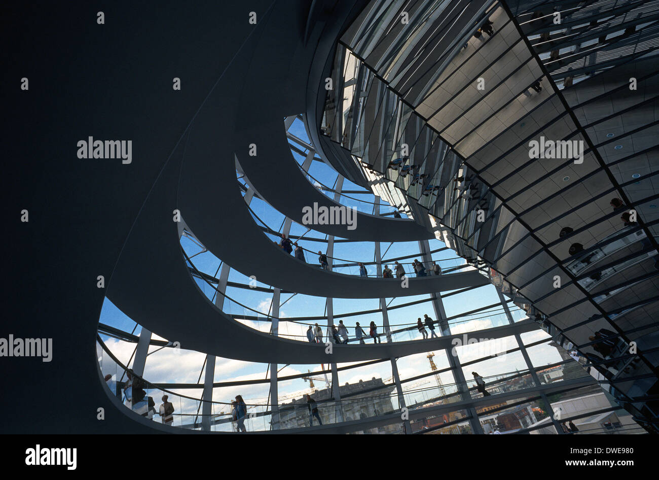 Germany. Berlin. The Reichstag dome designed by architect Norman Foster ...