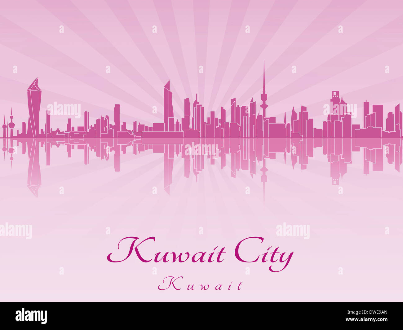 Kuwait City skyline in purple radiant orchid Stock Photo - Alamy