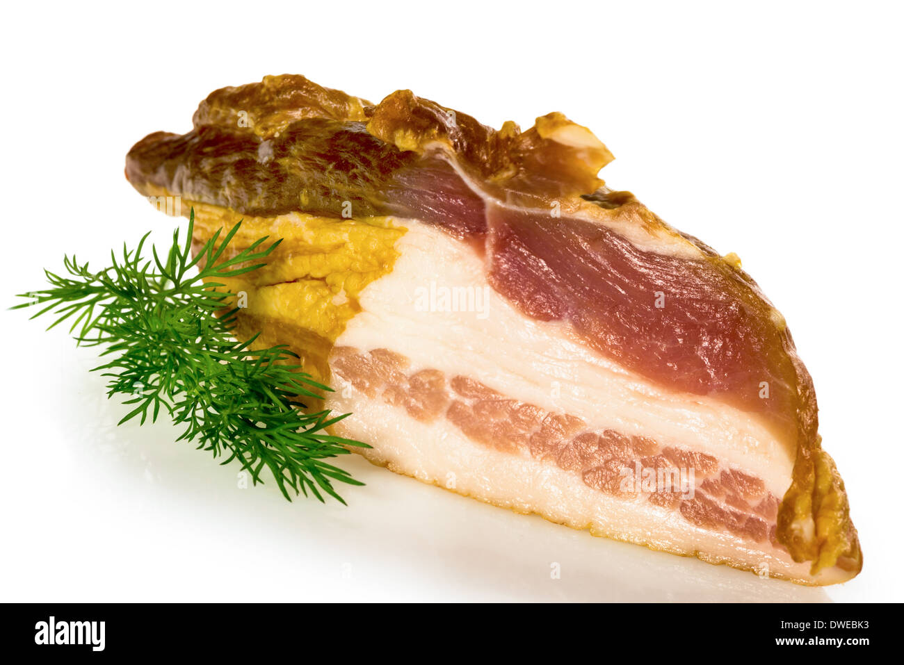 bacon - smoked and salted pork belly isolated on white background Stock ...