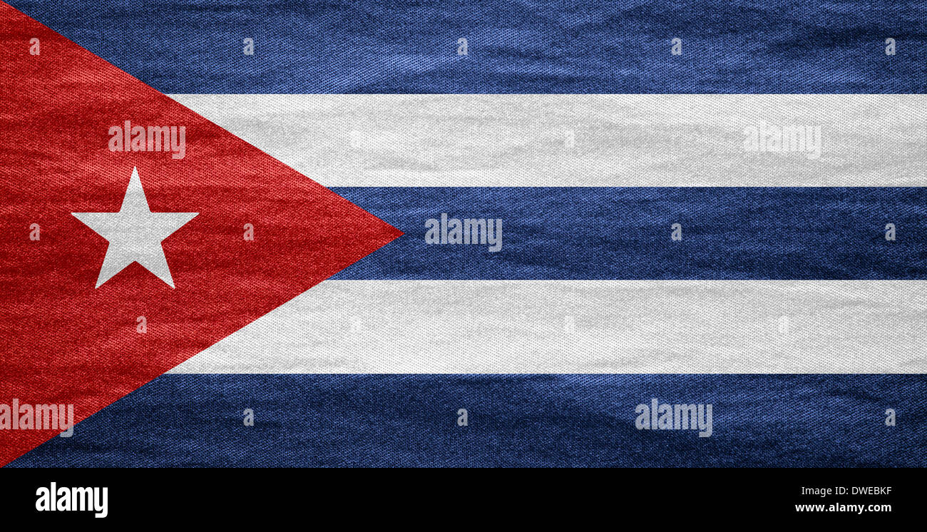 flag of Cuba or Cuban banner on canvas texture Stock Photo - Alamy