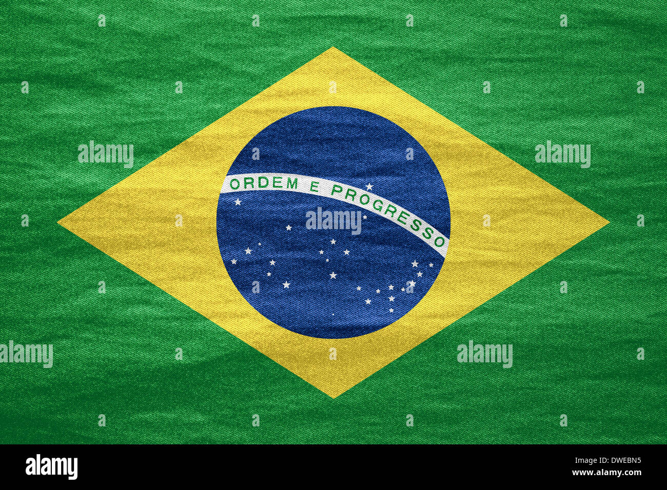 flag of Brazil or Brazilian banner on canvas texture Stock Photo - Alamy